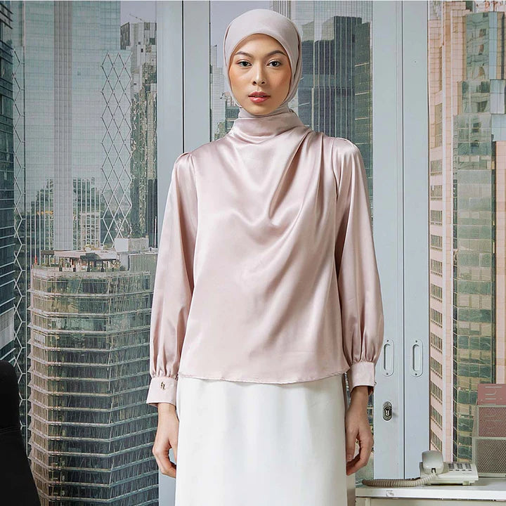 Sania Drapping Top Cream - Hijabchic – Happy Go Lucky Modest