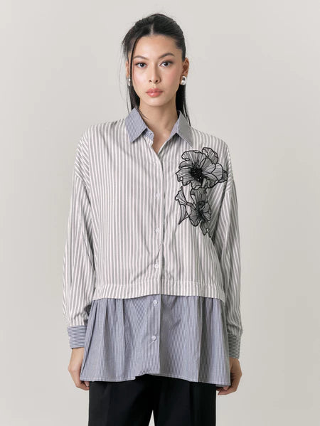 Sara Shirt In Grey - Studio Tui – Happy Go Lucky Modest
